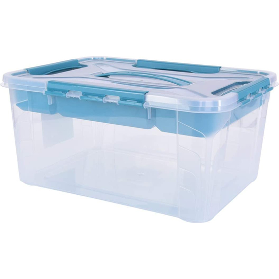 CAJA DE ALMACENAJE CON TAPA CON ASA, INCLUYE BANDEJA ORGANIZADORA, 39 X ...